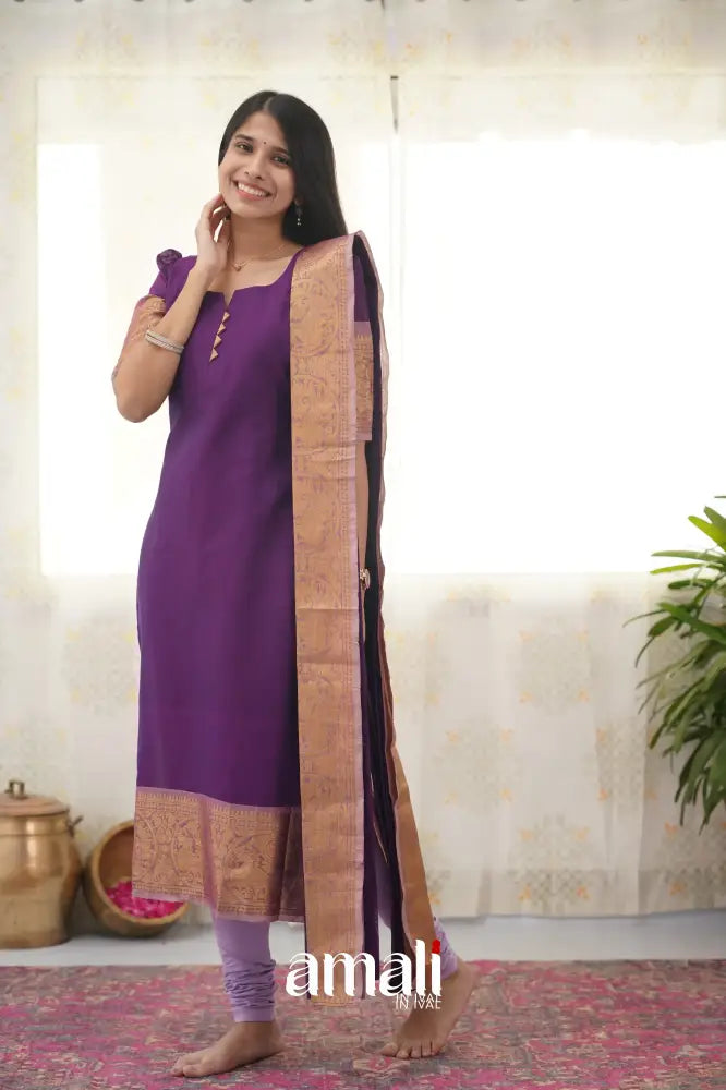 Meera Purple shade and Mauve tone Cotton Salwar – Amali Salwars